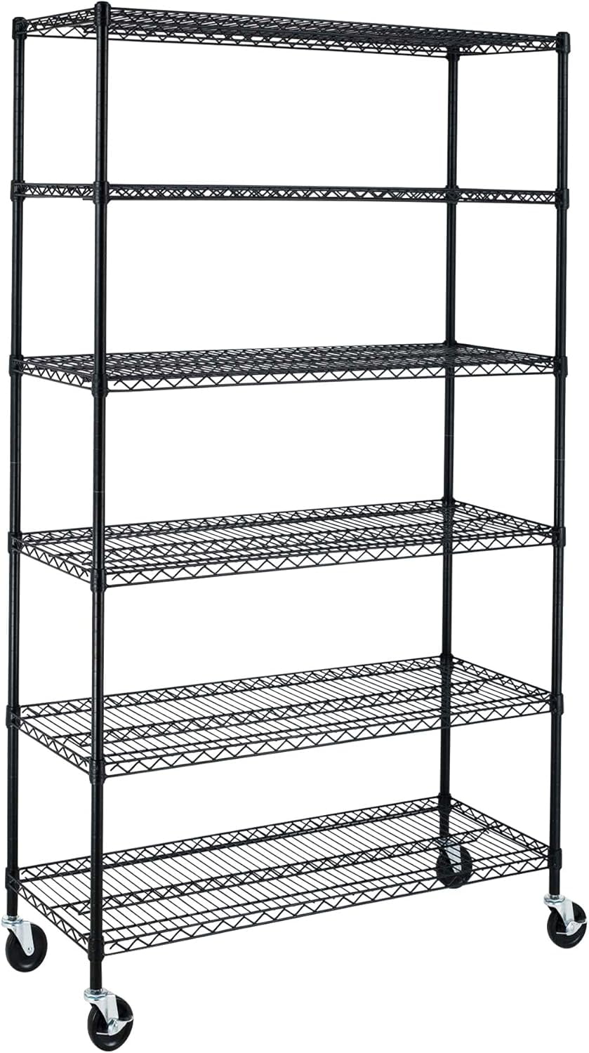 6000 LBS Chrome 6 Tier Wire Shelving Unit Rack - 18"x48"x76" NSF Metal Heavy Duty Height ...