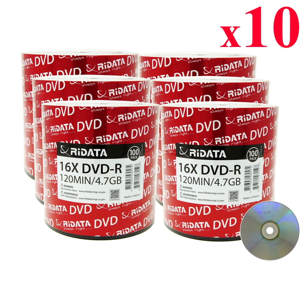 6000 Pack Ridata DVD-R 16X 4.7GB 120 Min Silver Logo Top Blank Data ...
