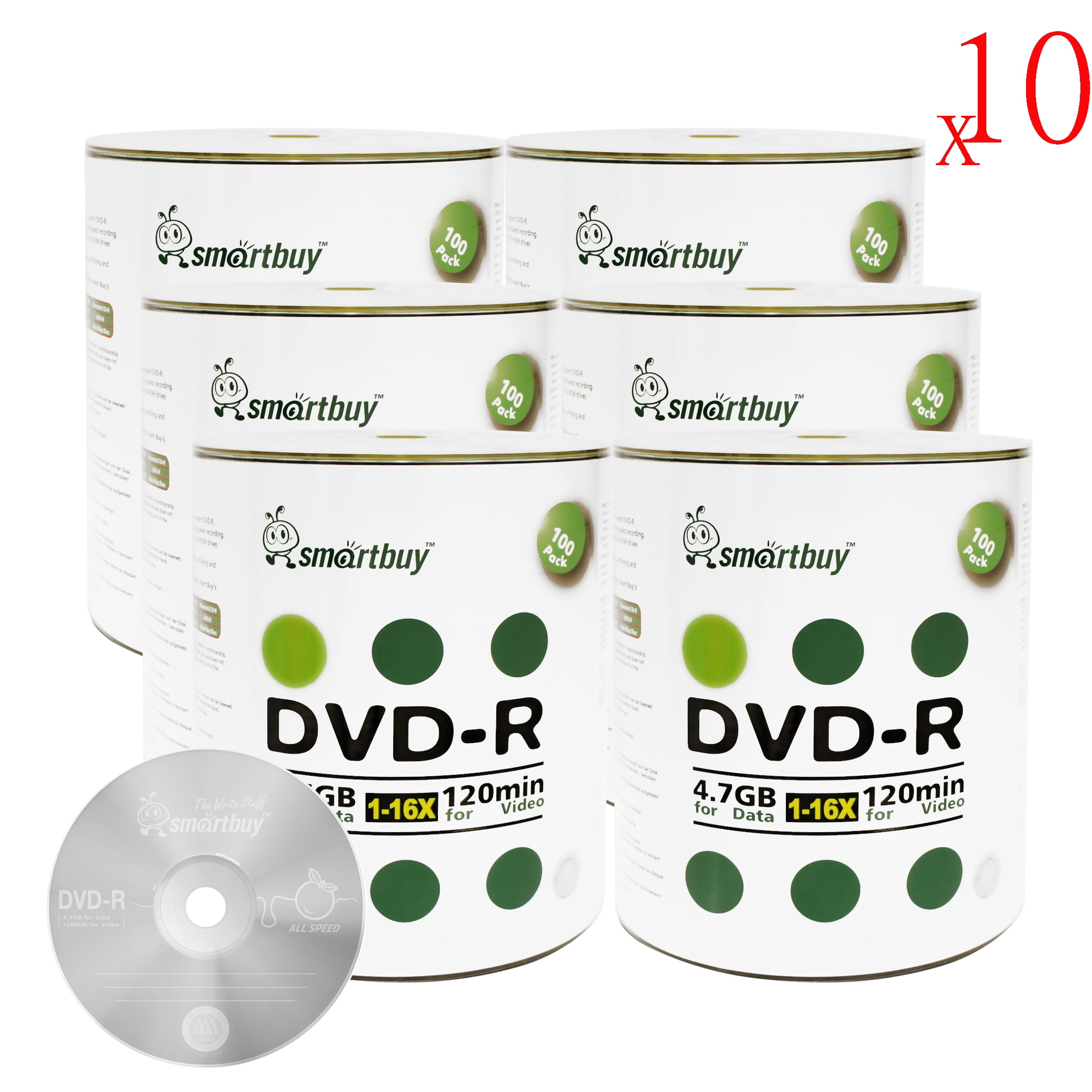 6000 Pack Smartbuy 16X DVD-R 4.7GB 120Min Logo (Non-Printable) Data ...