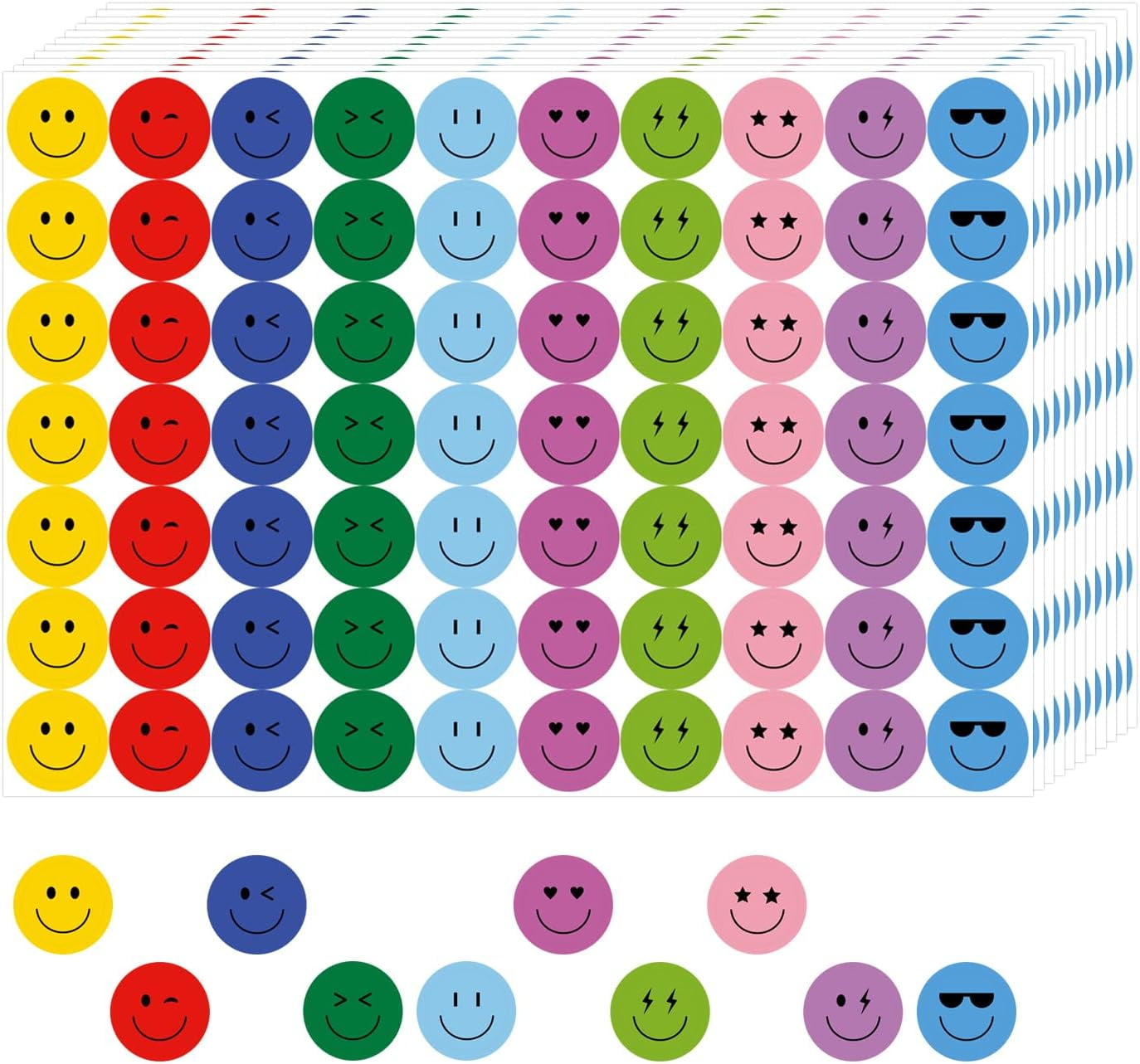 6000 Pieces Happy Smile Face Stickers for School Reward Behavior Chart ...