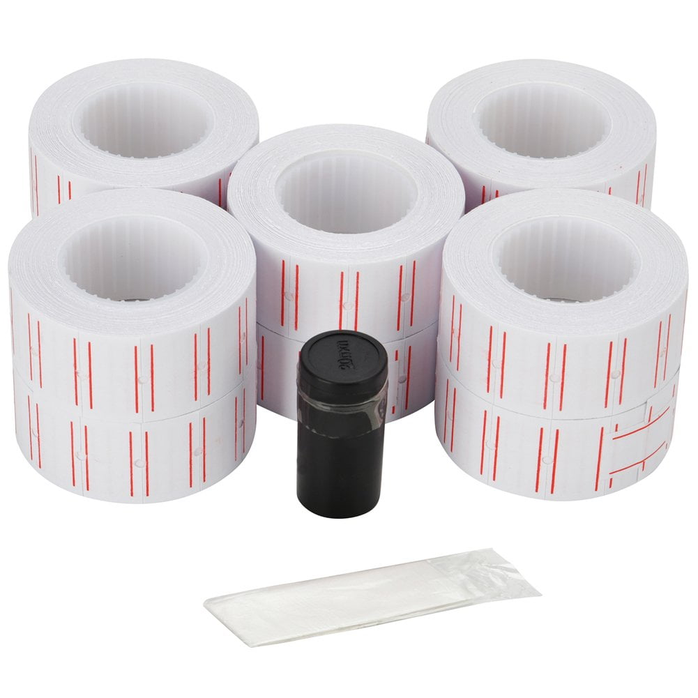 6000 White Price Gun Labels, 10 Rolls with Double Red Line for Clear ...