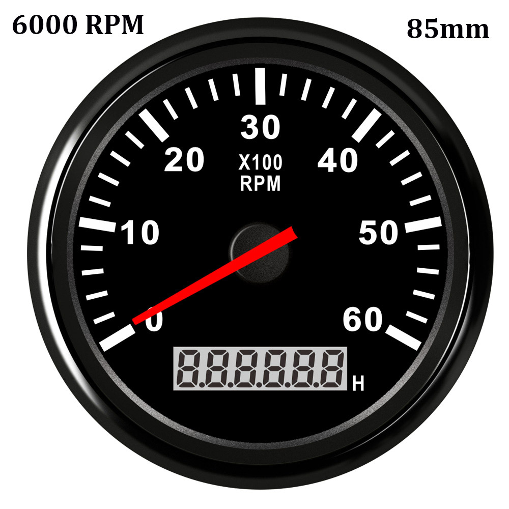6000 rpm BN-Tachometer Boat Car Marine Tacho Gauge with LCD Hourmeter ...