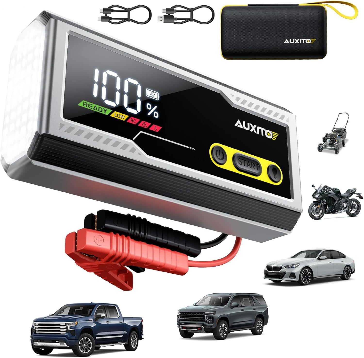 6000A Jump Starter, 12V Car Battery Jump Starter, Up to All Gas & 12L ...
