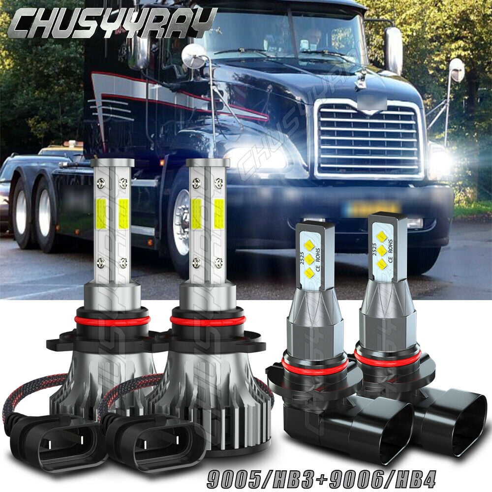 6000K 9005 9006 Front LED Headlight Bulbs for 2008-2019 Mack Truck 600 ...
