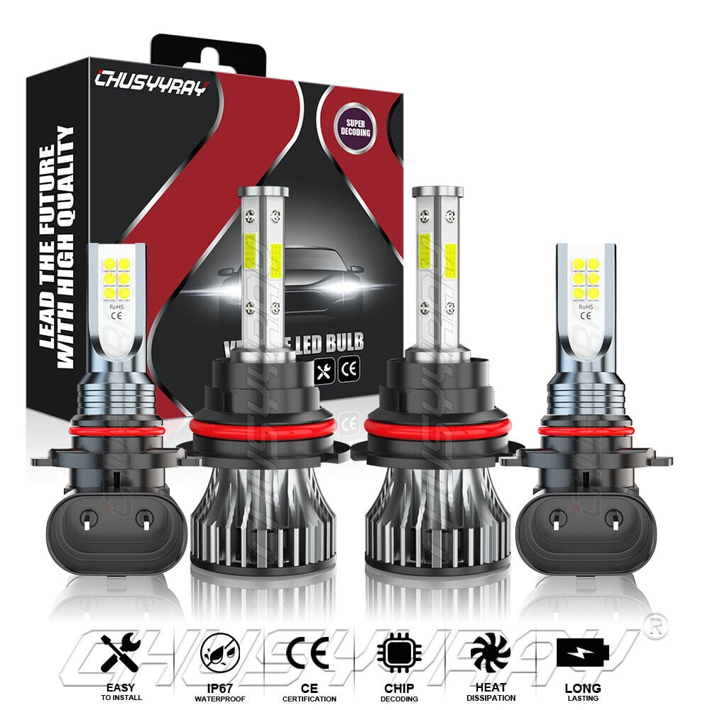6000K 9007 9145 LED Headlight H+L+Fog lamp Bulbs Combo Kit 4x For Ford ...