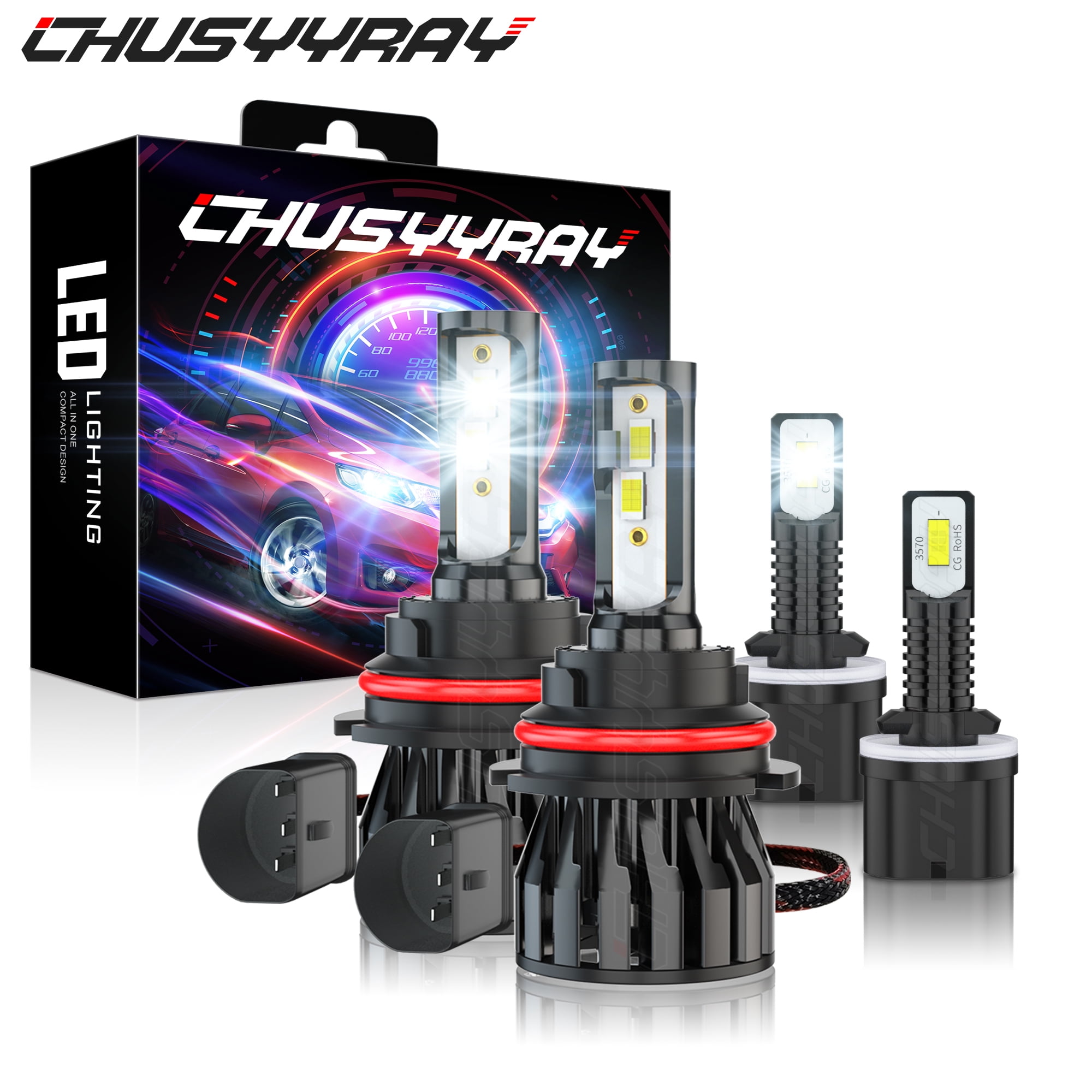 6000K 9007 LED Headlight 880 892 Fog Light LED Bulbs 4x For Lincoln ...