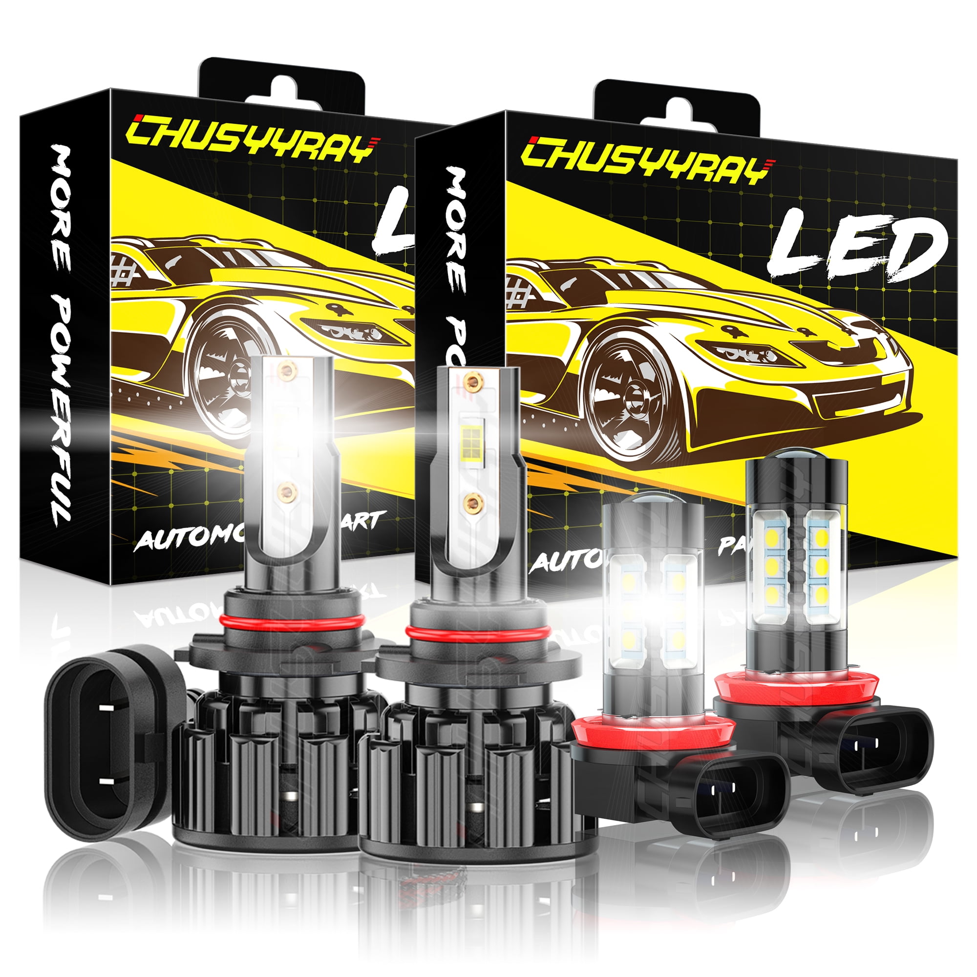 6000K Combo 2Pair HIR2 9012 H11/H8/H9 LED Headlight High/Low + Fog ...