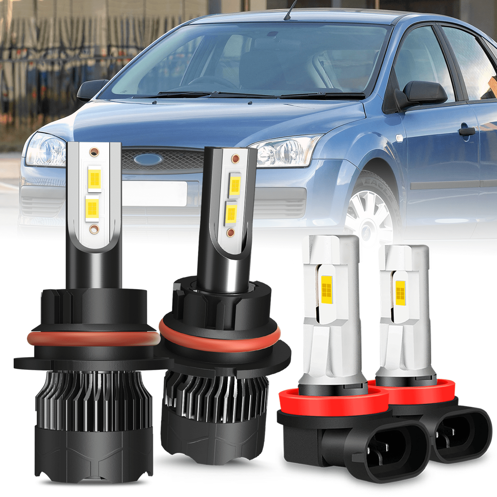 6000K For Ford Focus 2005-2007 4X Hi/Low Beam LED Headlight Fog Light ...