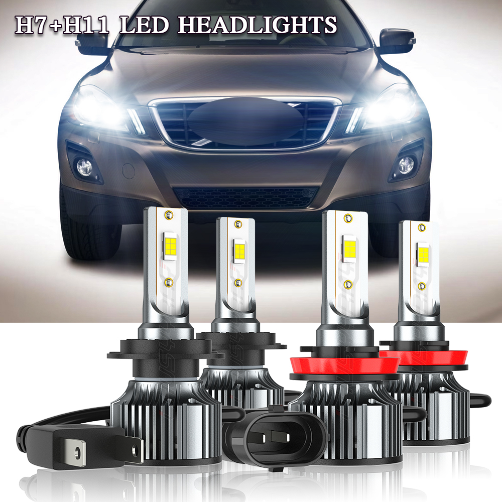 6000K H7 H11 LED Headlight Hi/Lo Beam Bulbs Kit For 2013 2014 Hyundai Genesis，Set of 4 - Walmart.com