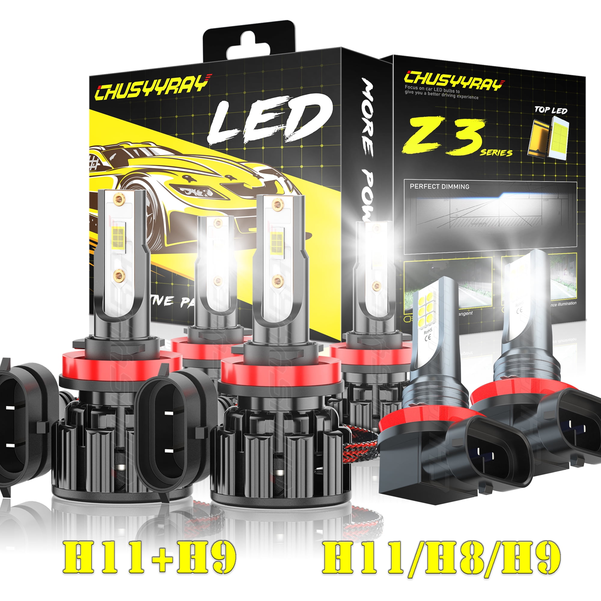 6000K LED Headlight H9/H11 High Low Beam H11 Fog Light Bulb Kit For Lexus CT200h 11-13 - Walmart.com