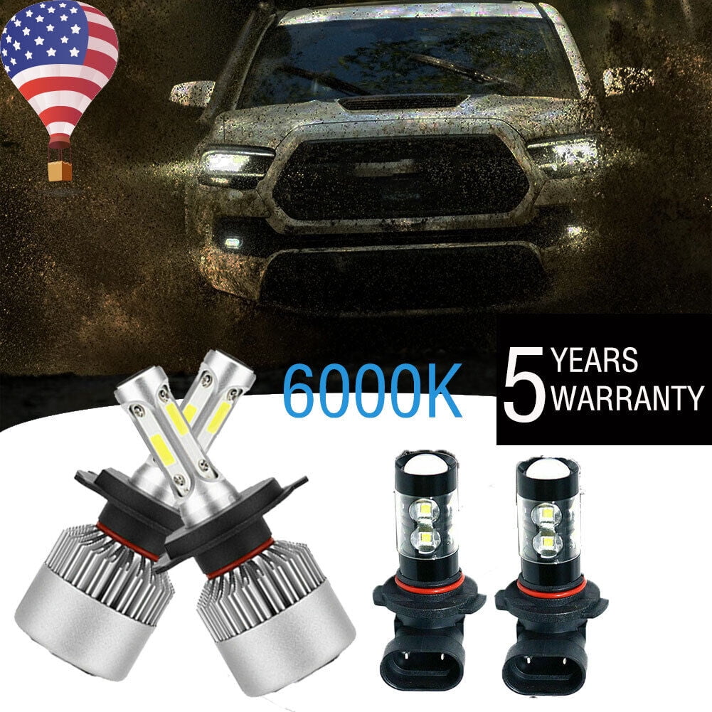 6000K LED Headlights High Low Fog Lights Upgrade Kit for Toyota Tacoma ...