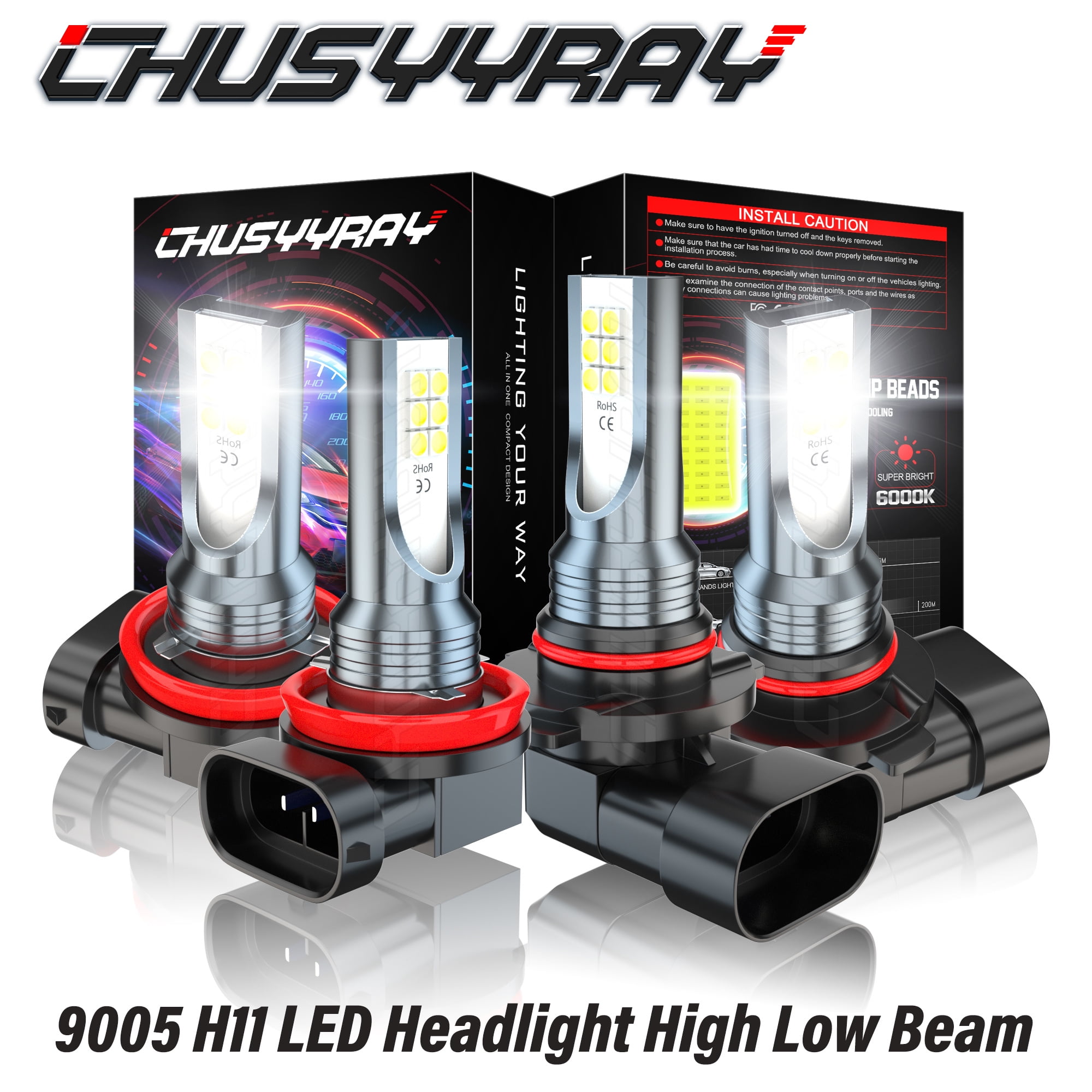 6000K White for Toyota Prius 2010 2011 2012-2017 - 4x 9005 H11 LED ...