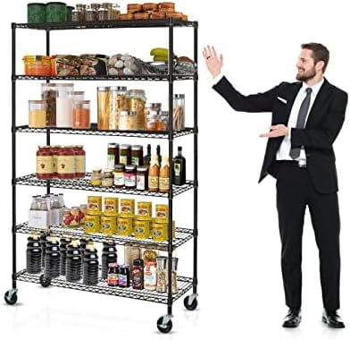 6000Lbs Capacity Storage Shelves, 6 Tier NSF Certified Heavy Duty Wire ...