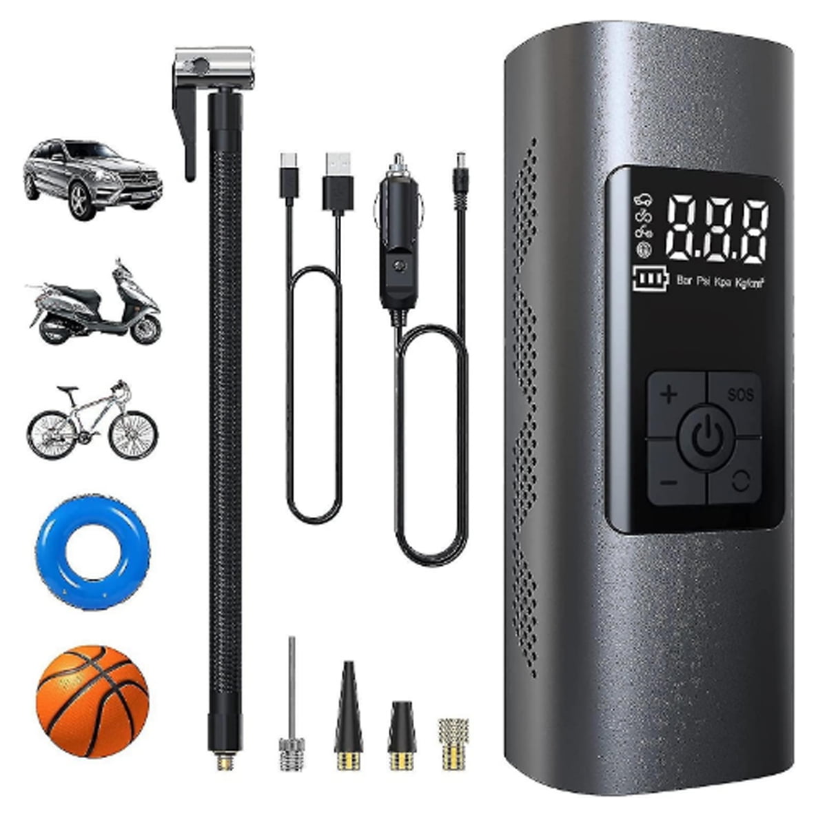 6000Mah Mini Portable Car Air Compressor, 150Psi Electric Bike Inflator ...