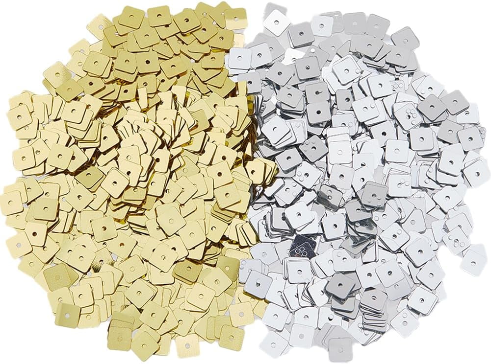 6000PCS Flat Sequin Paillettes 7x7mm Square Loose Paillette 2 Colors ...