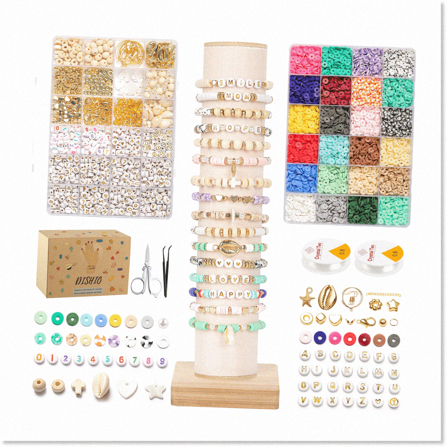 6000Pcs Bracelet Making Kit - 24 Colors Friendship Clay Beads, Letter ...