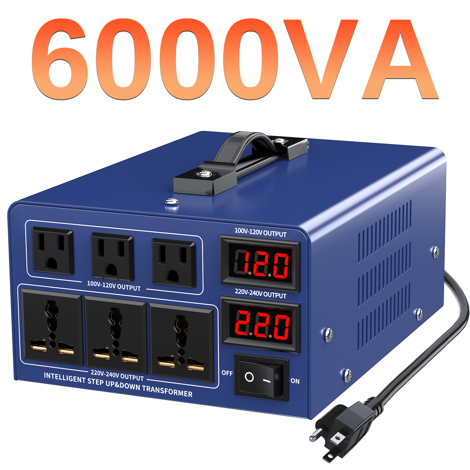 CELYYPU Step-Up Step-Down 6000W Voltage Transformer with LCD Display ...