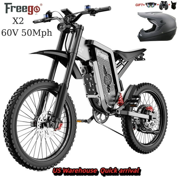 Freego Electric Dirt Bike for Adults, X2 Pro Electric Motorcycle 6000W(Peak) Motor 1800wh ...