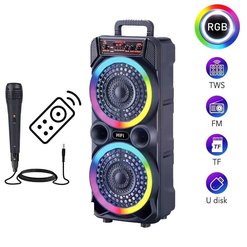 "6000W Portable Party Speaker with Dual 8.5" Subwoofer - Bluetooth ...