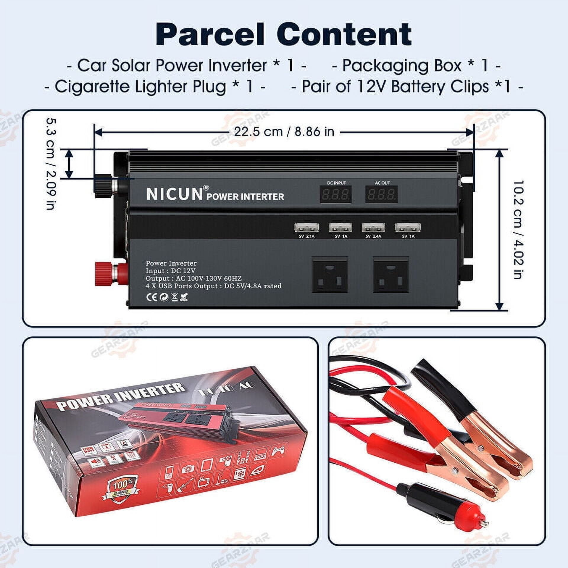 6000W Power Inverter, Pure Sine Wave Continuous DC to AC Power ...