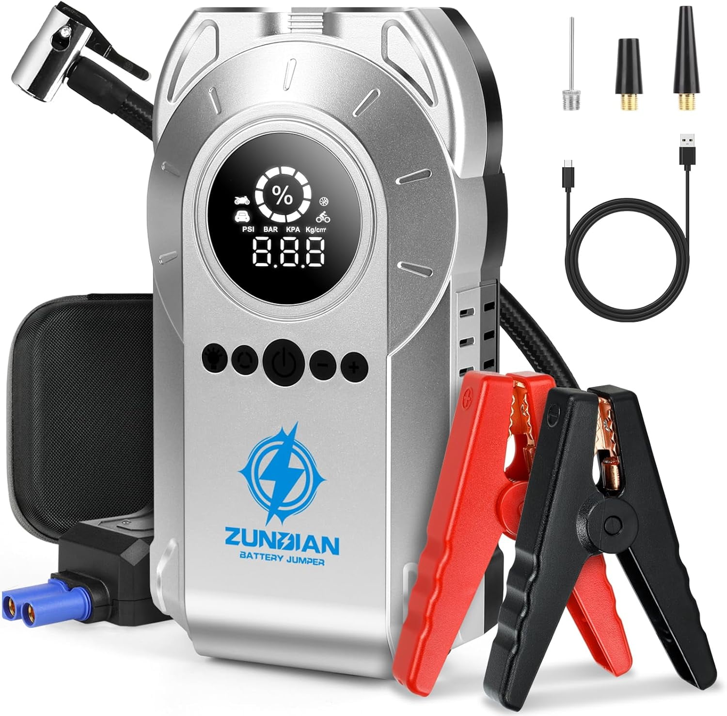 6000A Jump Starter 2025 Upgraded, Car Jump Starter with Air Compressor, 150PSI Portable Battery ...