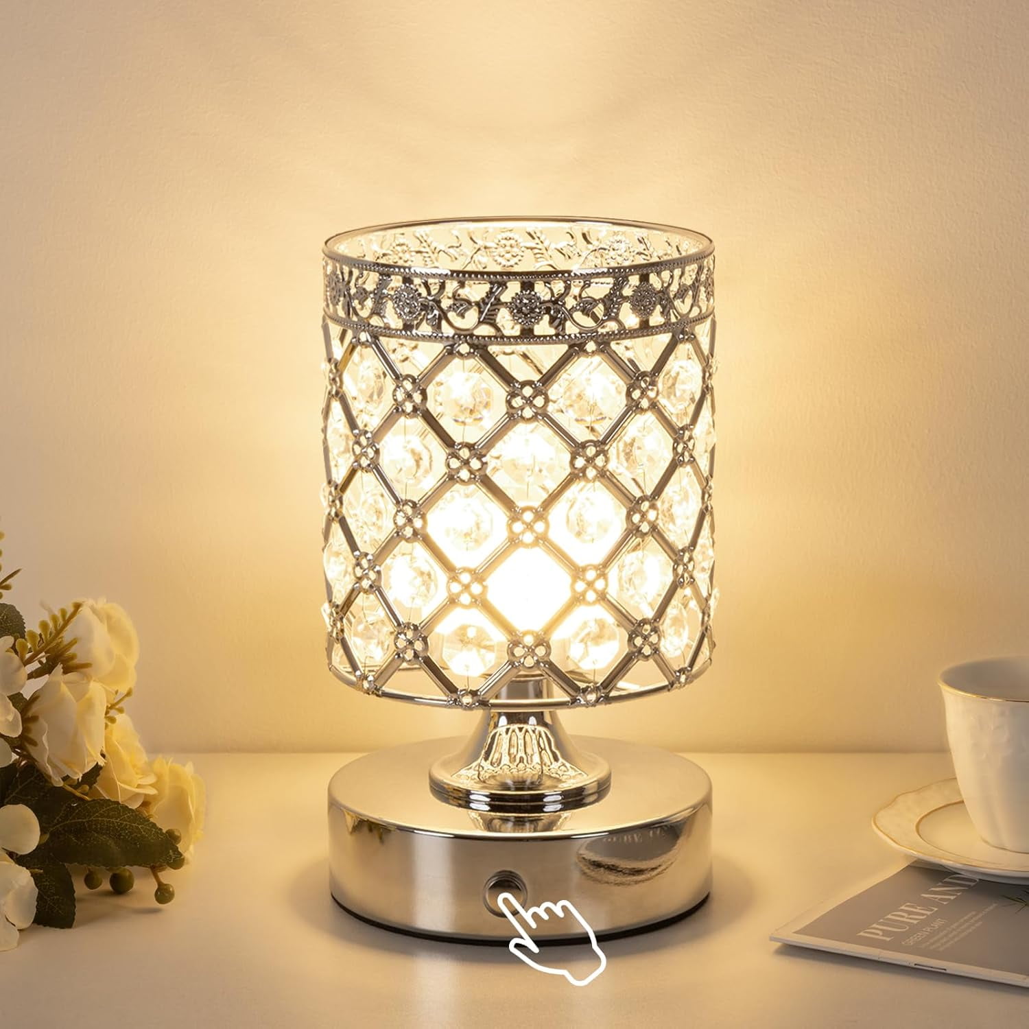 6000mAh Operated Lamp, Modern Cordless Table Lamp , Portable Bedside ...