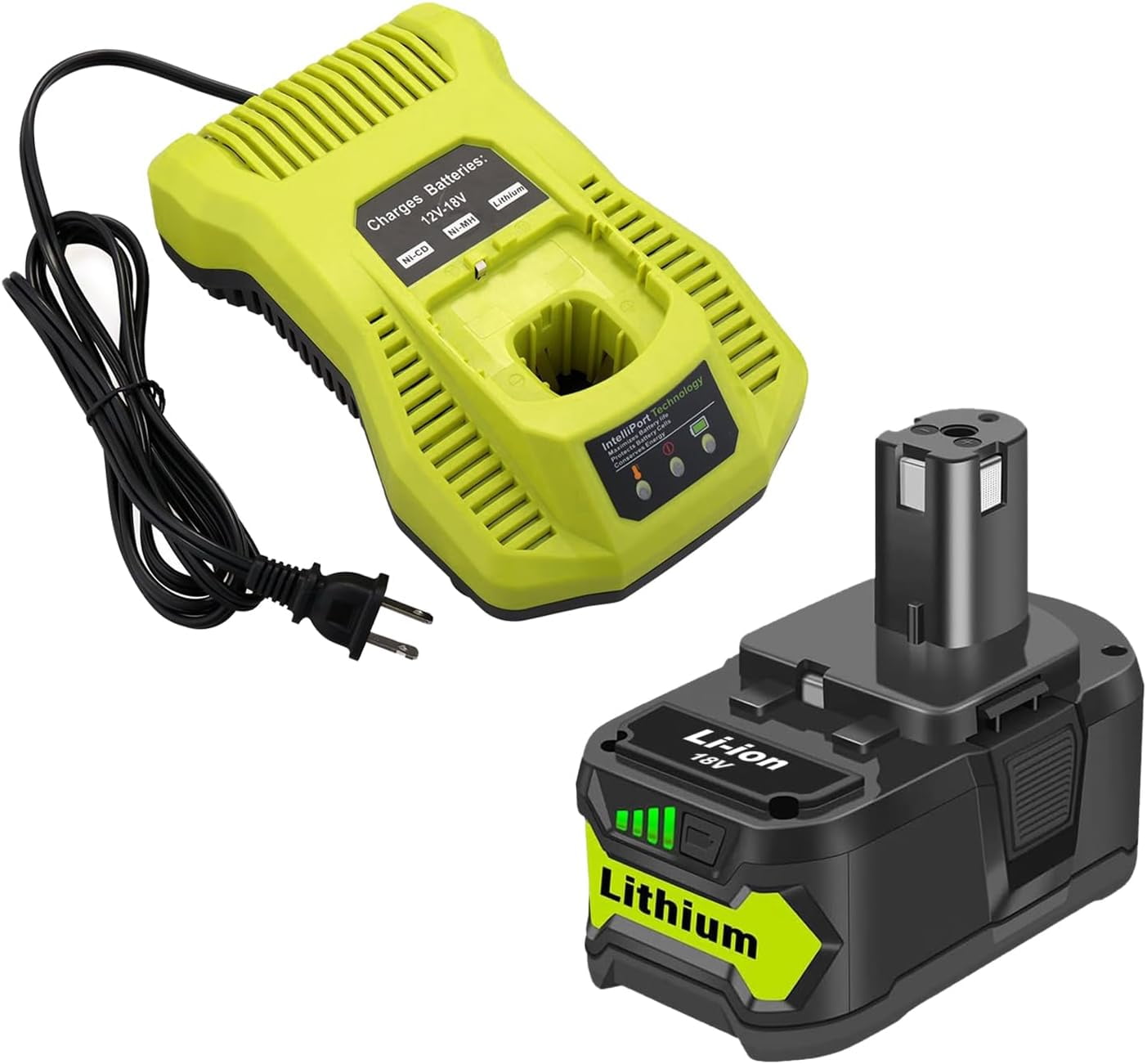 6000mAh P102 Battery and P117 Charger Replacement for Ryobi 18V P102 ...