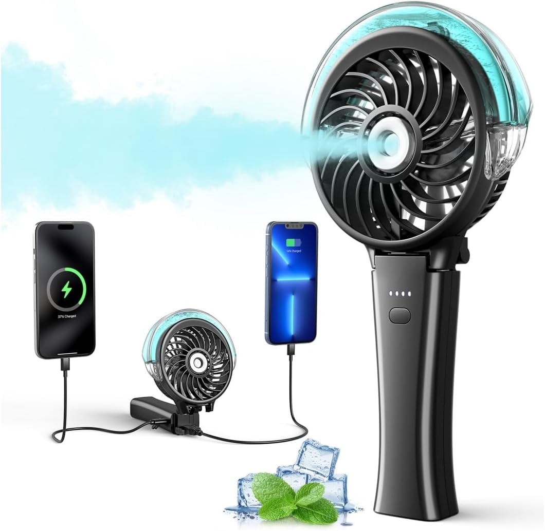 6000mAh Portable Handheld Misting Fan as Backup Power, 50ml XL Water ...