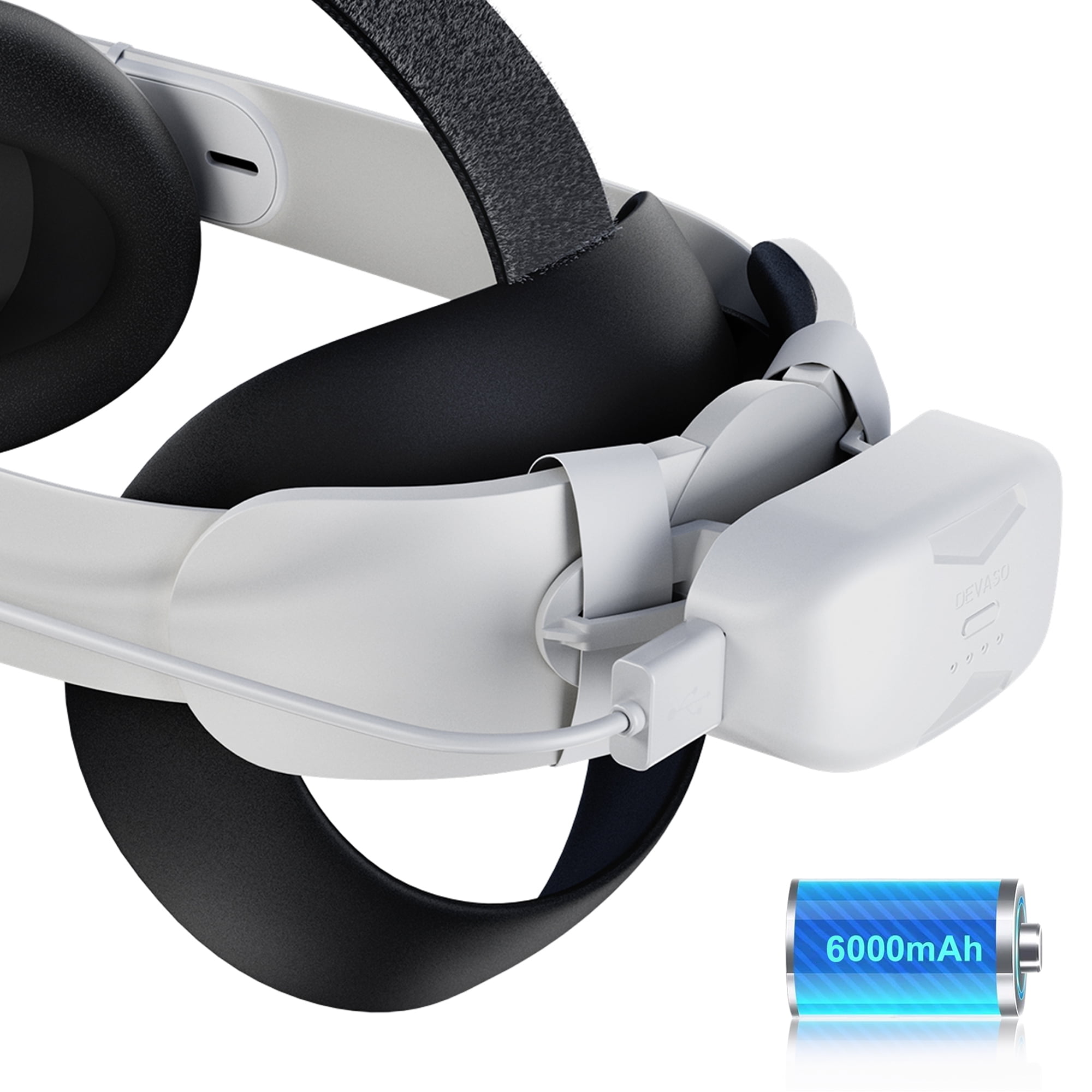 6000mAh VR Battery Pack for Oculus Quest 3S/Quest 3/Quest 2, Head Strap Extended Battery Charger ...