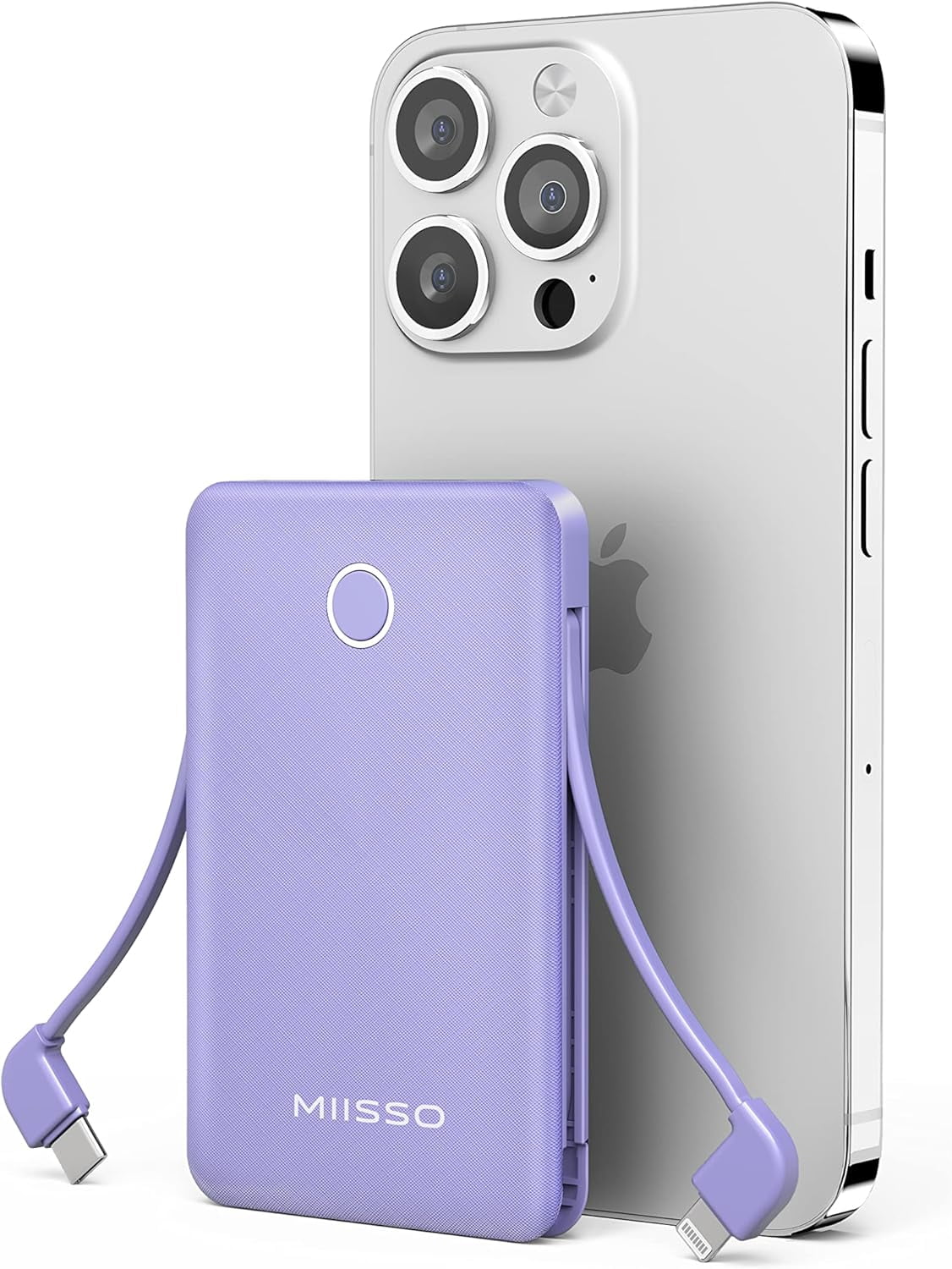 6000mah Ultra Slim Built in Cables Power Bank, Card Size Built in USB C ...