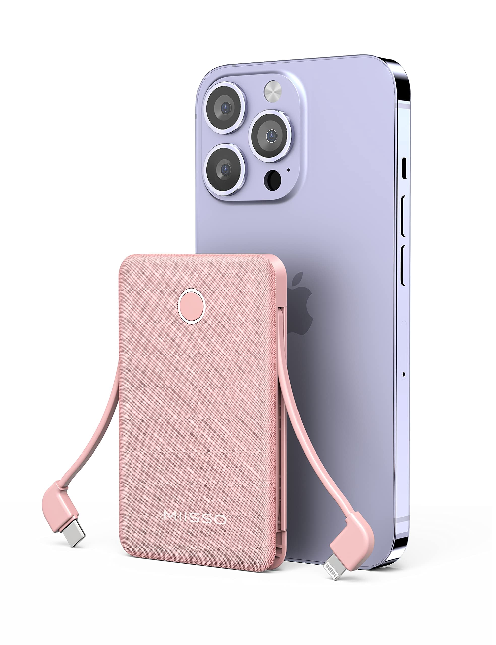 6000mah Ultra Slim TWE5 Built in Cables Power Bank, Built in USB C ...