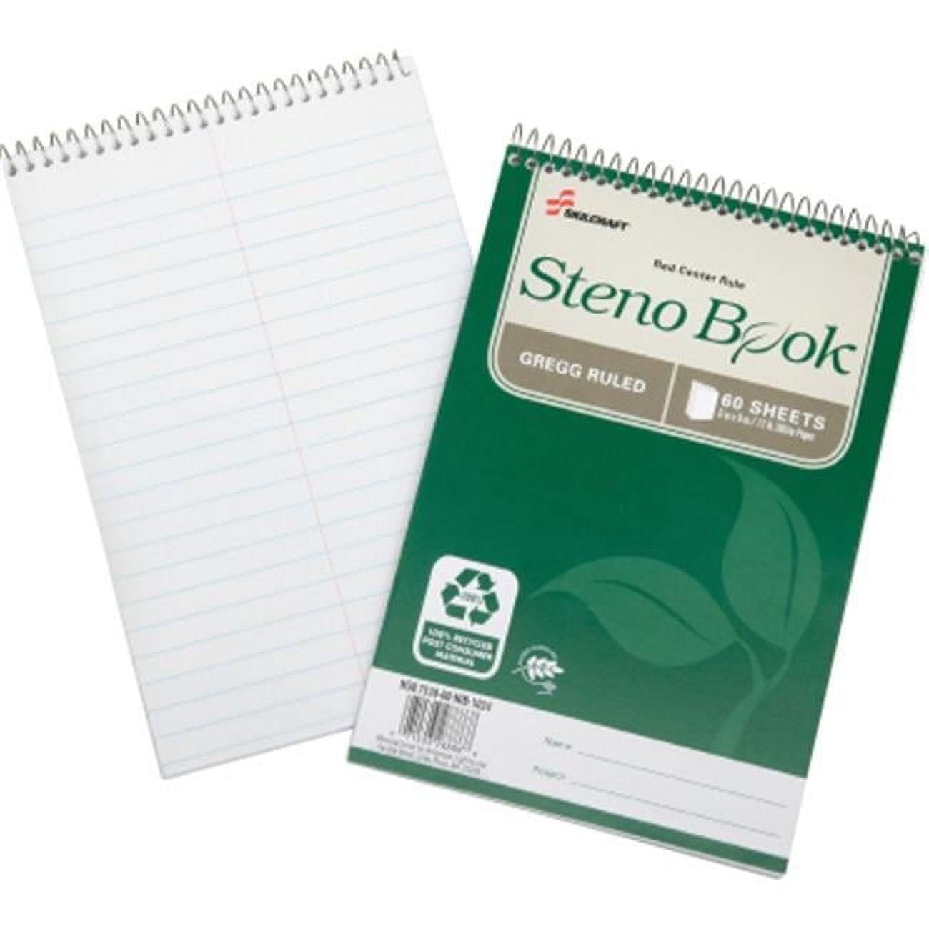 6002029 7530016002029 6 x 9 in. Gregg Rule Recycled Steno Book White ...