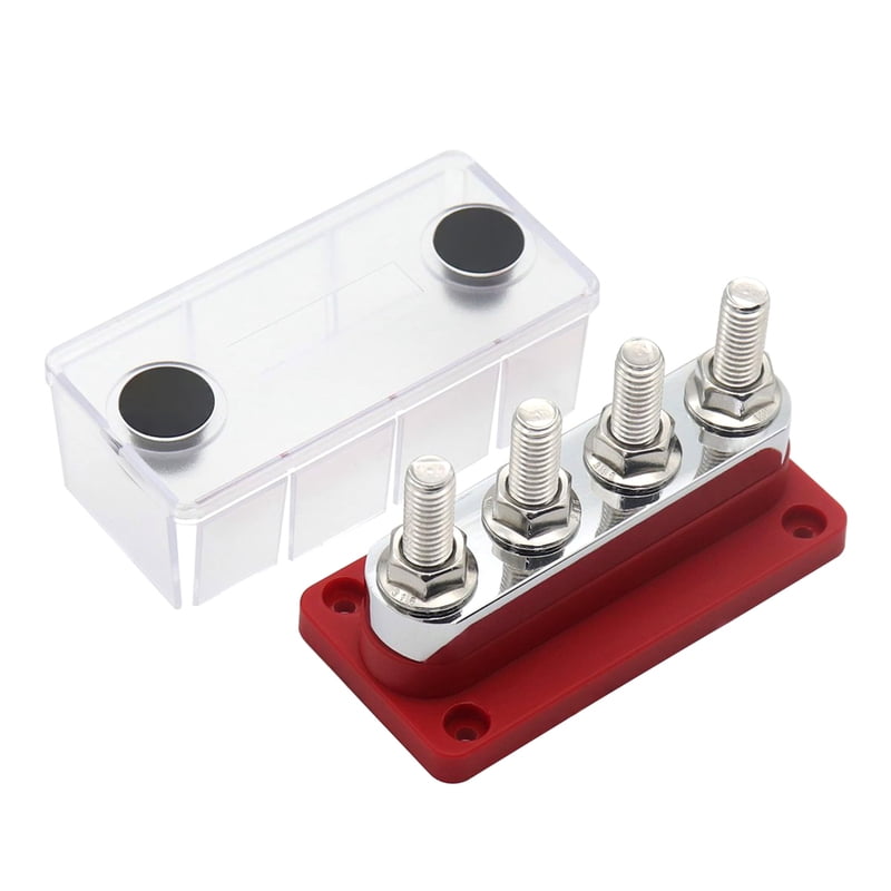 600A Power Distribution Block Bus Bar 4 x 3/8 Posts 48V DC Busbar Box Heavy Duty Busbar Battery ...