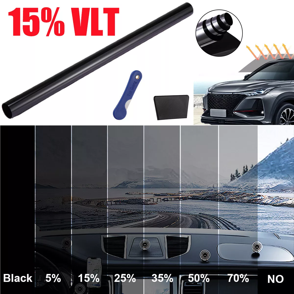 600CM 15% VLT Uncut Roll Window Tint Film 20" x 20ft Car Home Office ...