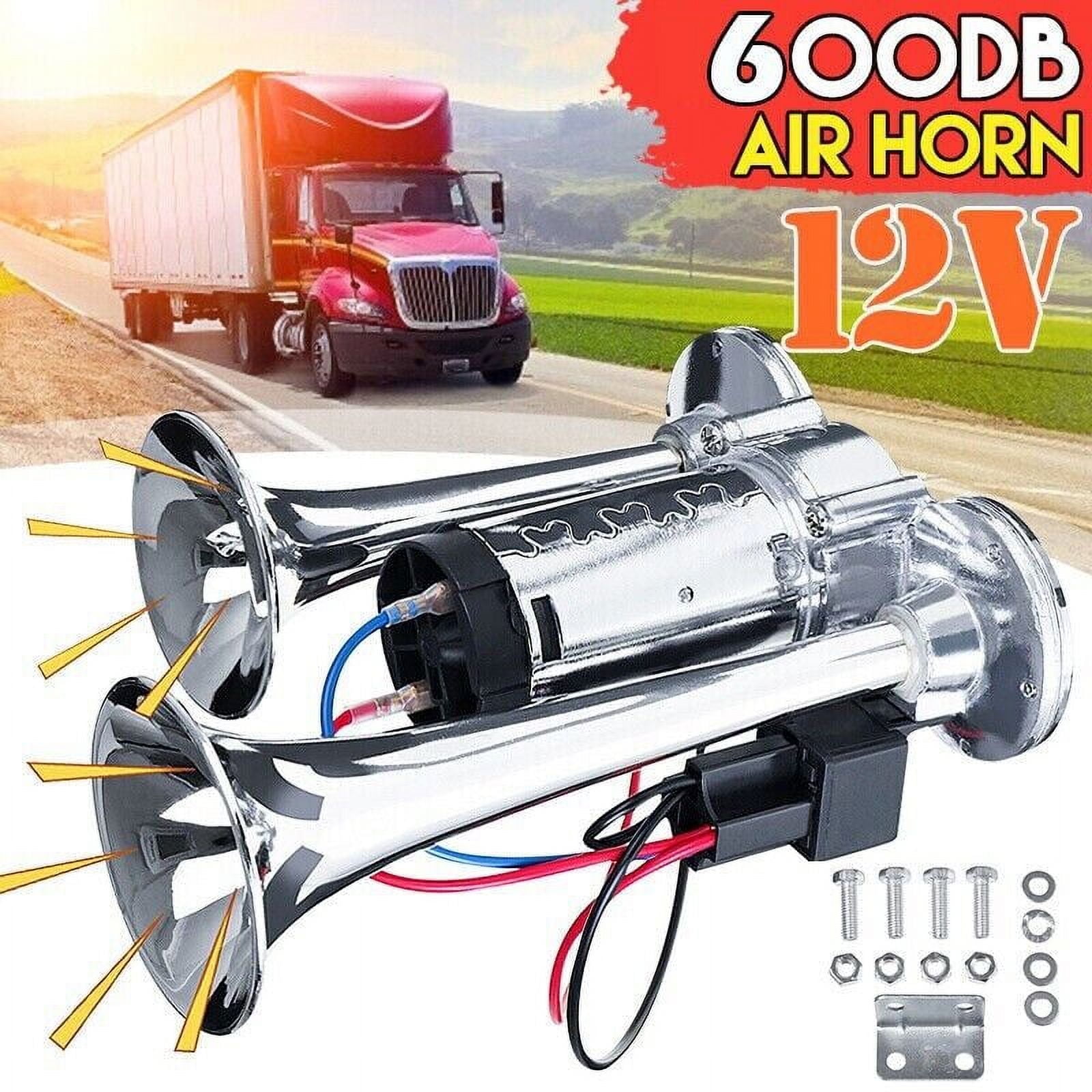 600DB 12V Dual Trumpets Super Loud Car Electric Horn Truck Boat Train ...