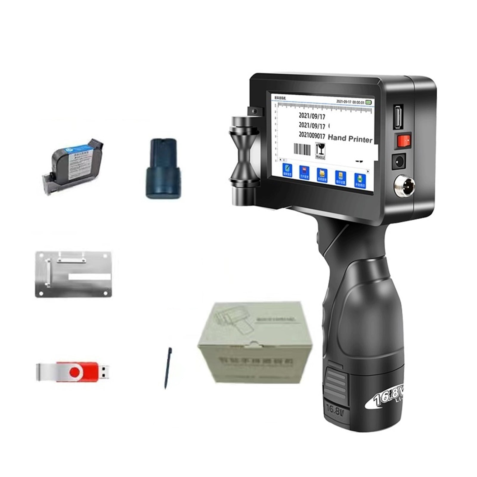 600DPI 24 Language Barcode Hand Gun Printer 12.7mm Printing Height ...