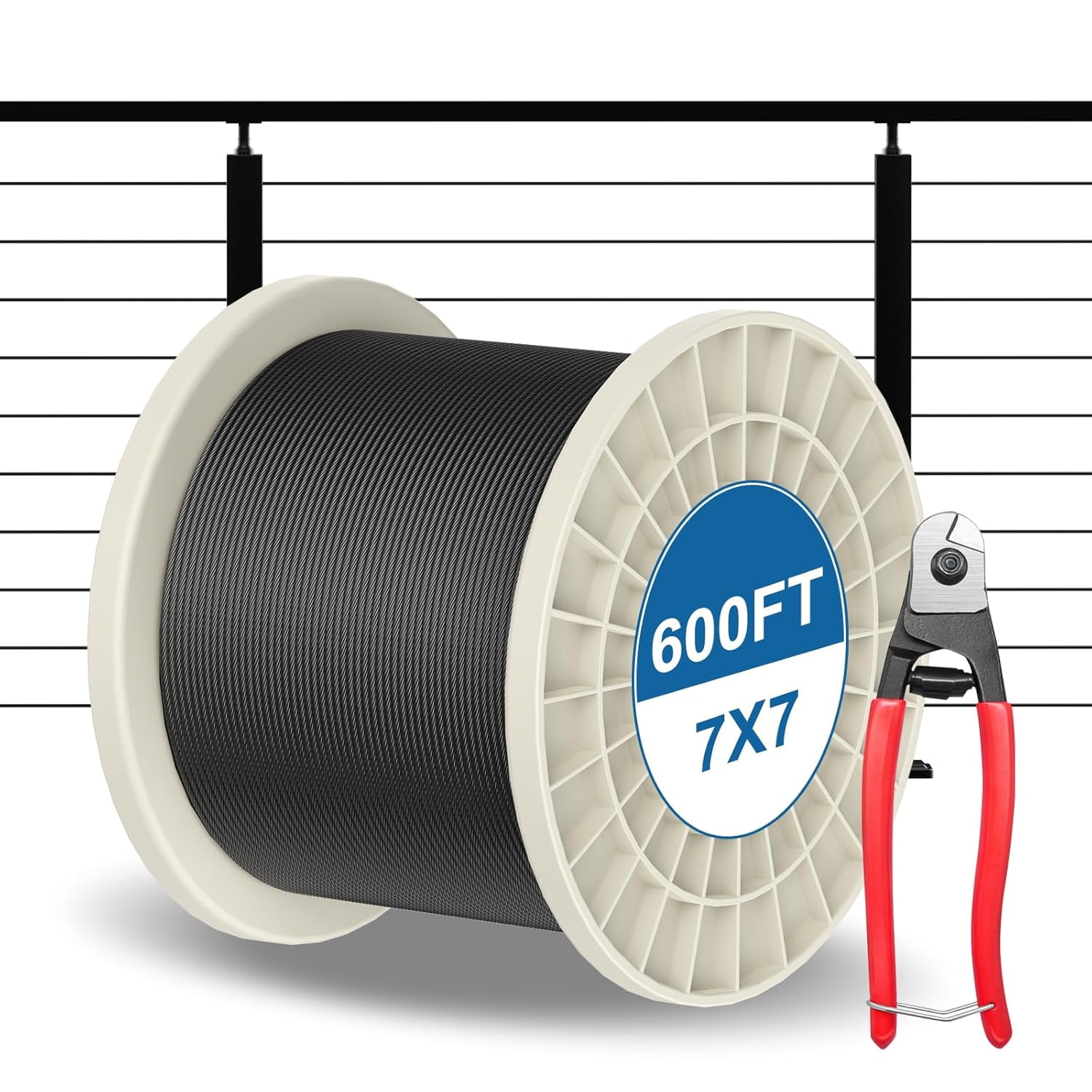 600FT 1/8" Black Stainless Steel Cable with Cutter, T316 Marine Grade ...