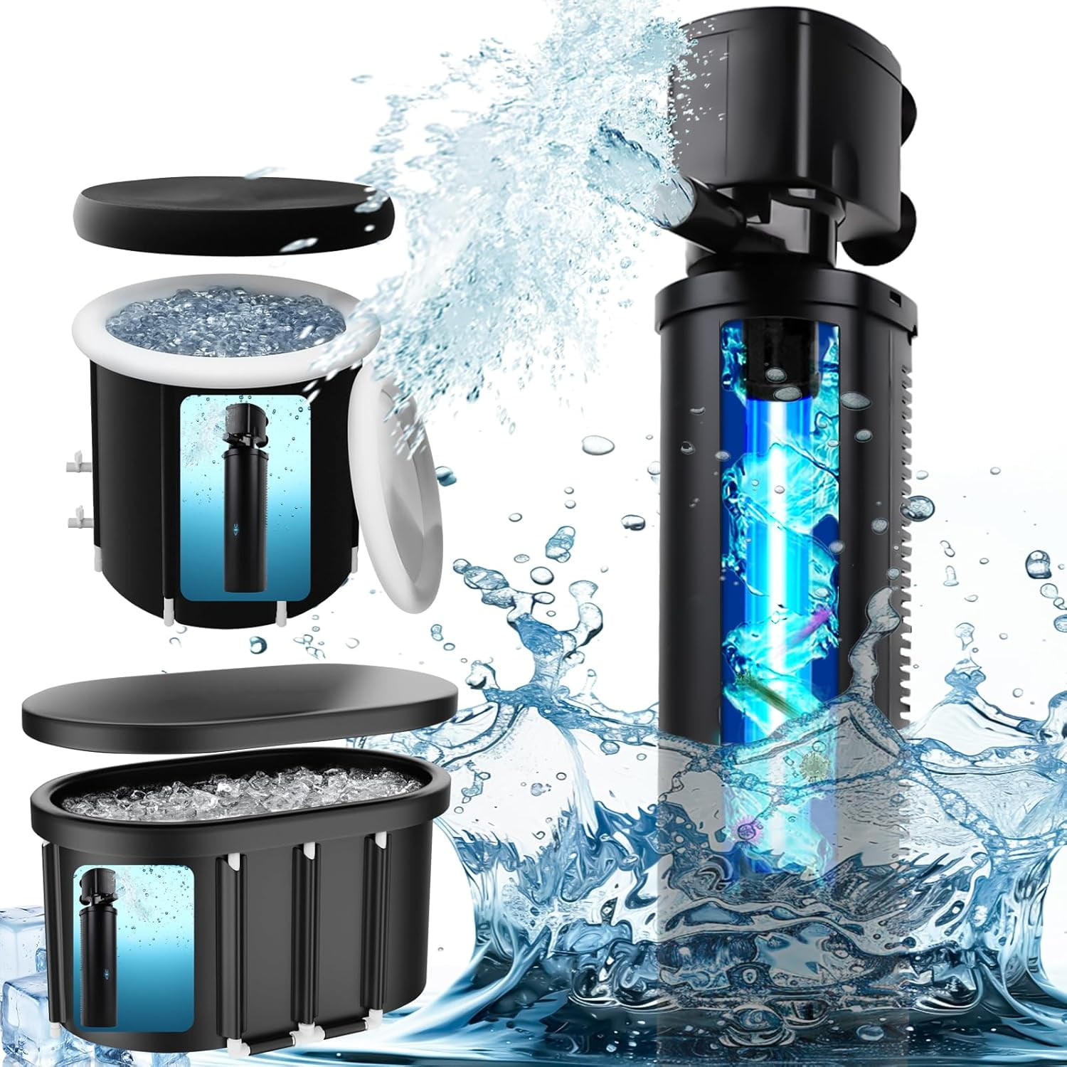 600GPH Pool Filter, UV Sterilzer for 300-1000 Gallon Swimming Pool ...