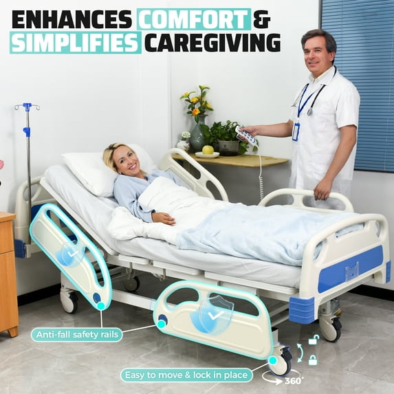 600LBS 5-Function Home Hospital Bed, Electric Adjustable with Quiet ...