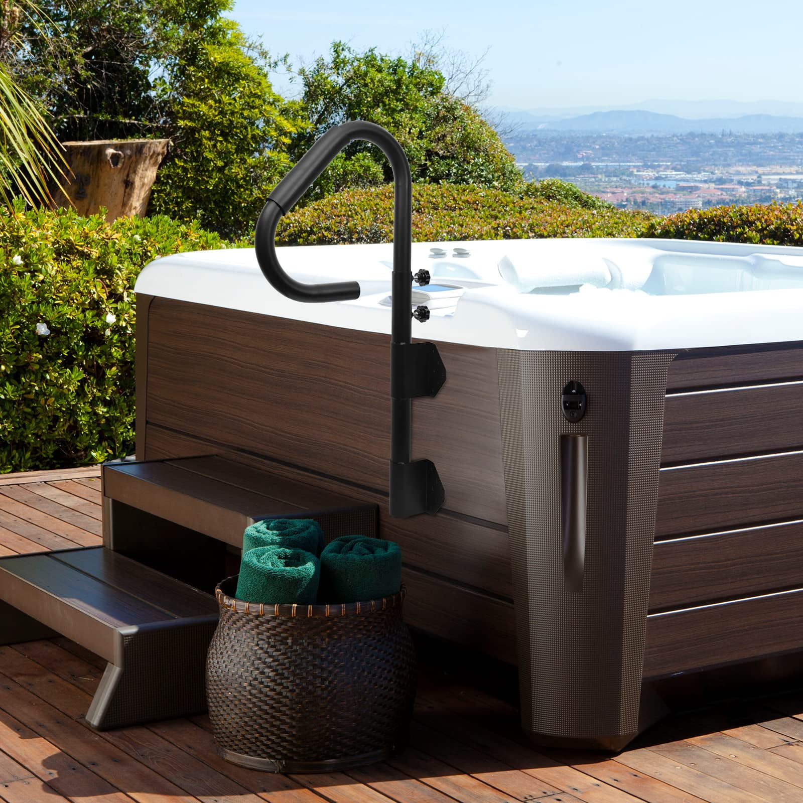 600LBS Capacity Hot Tub Handrail, 360 Rotatable Spa Side Handrail with ...