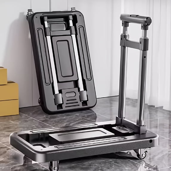 600LBS Folding Hand Truck Cart, Partition Board Design, 4 Quiet Wheels ...