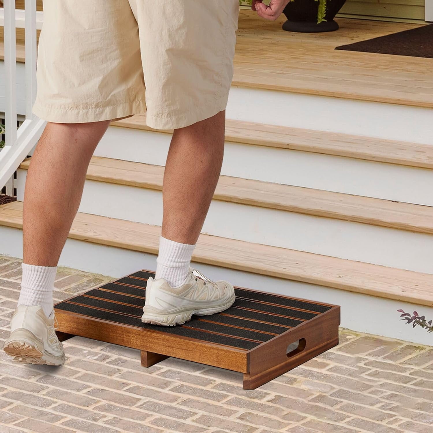 600LBS Heavy Duty Step Stool for Adults, Waterproof Wooden Step Stool ...