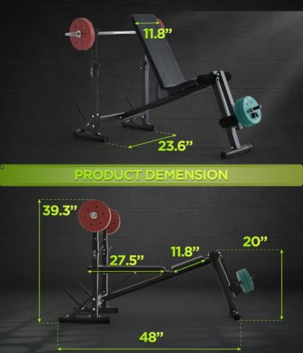 600LBS Incline Weight Bench Set with Rack, 4-in-1 Adjustable Workout ...