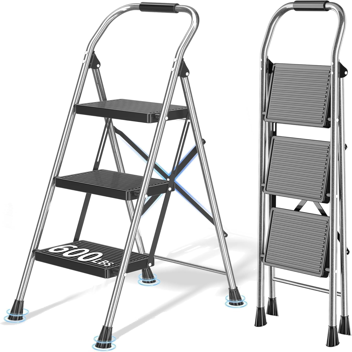 600Lbs Heavy Duty Step Ladder Foldable Folding Stool - for Home Adults ...