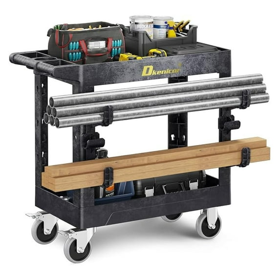 600Lbs Heavy Duty Utility Cart, 34×17inch Plastic Rolling Tool Cart ...