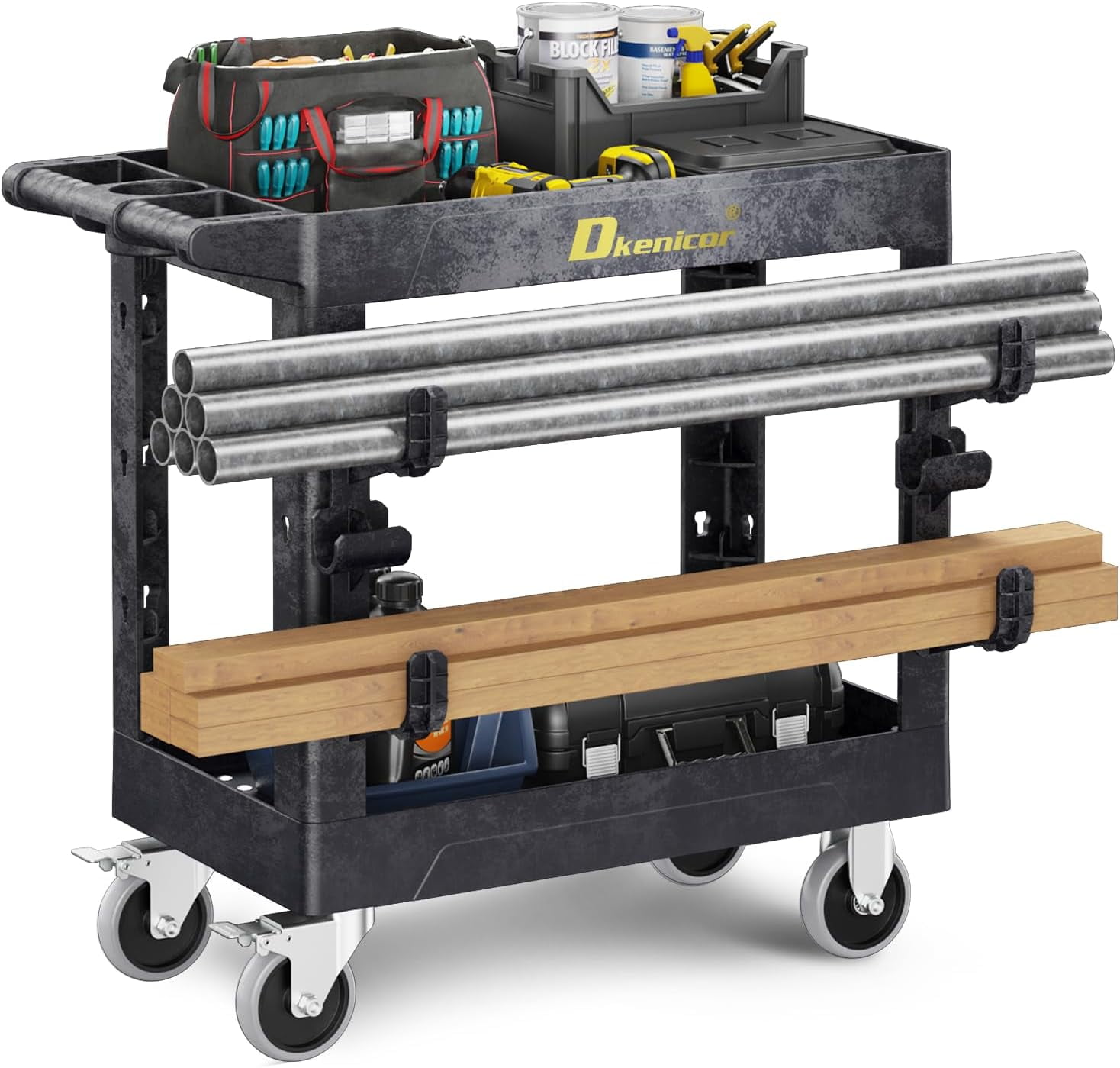 600Lbs Heavy Duty Utility Cart, 34×17inch Plastic Rolling Tool Cart ...