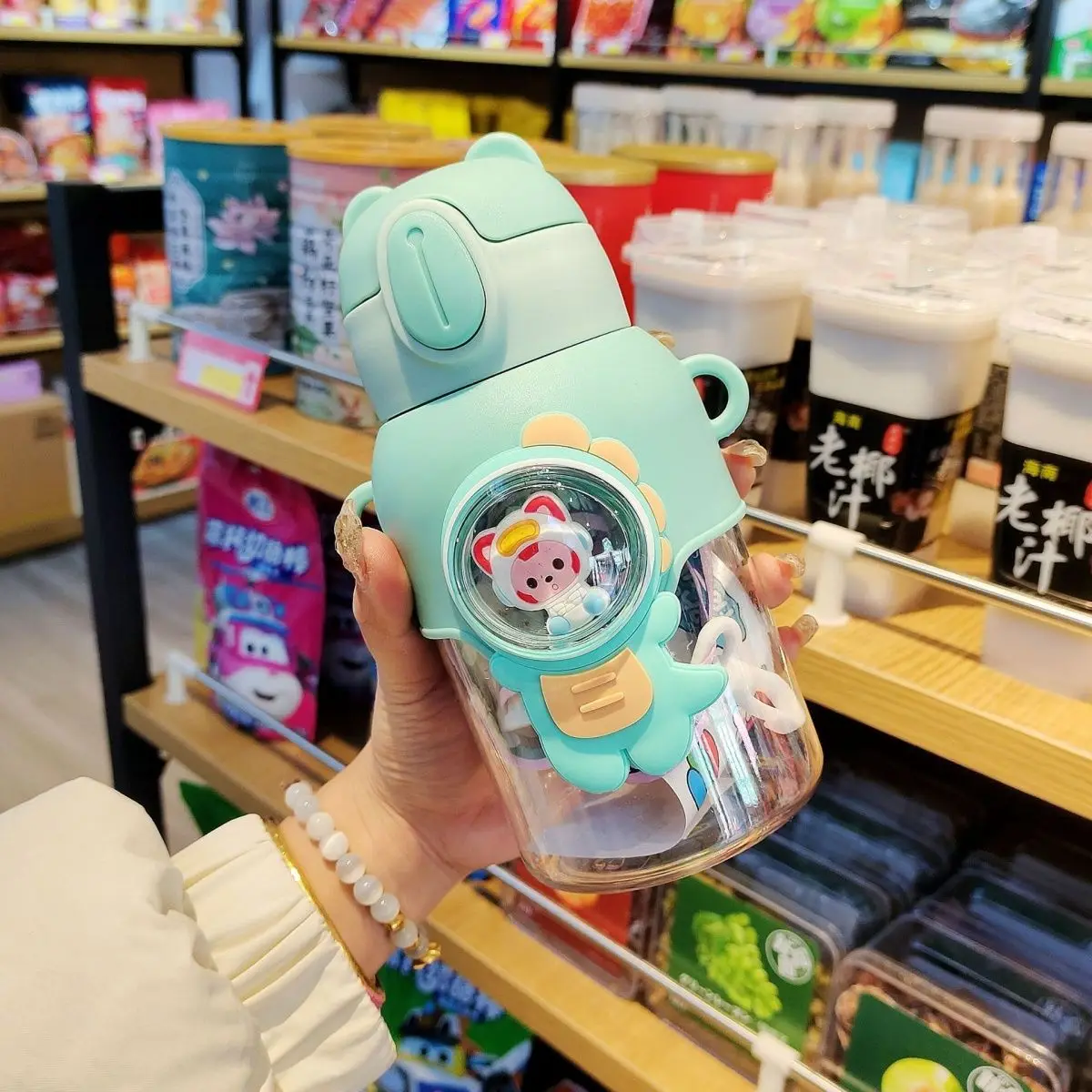 600ML Cartoon Kids Water Bottle Plastic Water Cup With Straw For ...