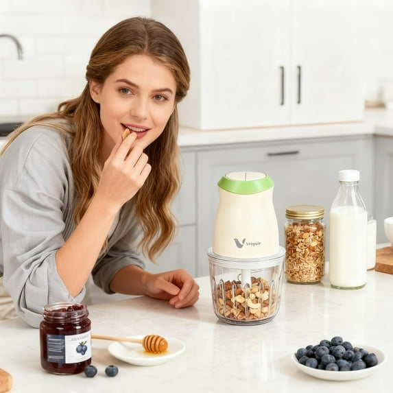 600ML Food Processor & Baby Food Maker, 2 Speeds & 8 Blades Electric ...