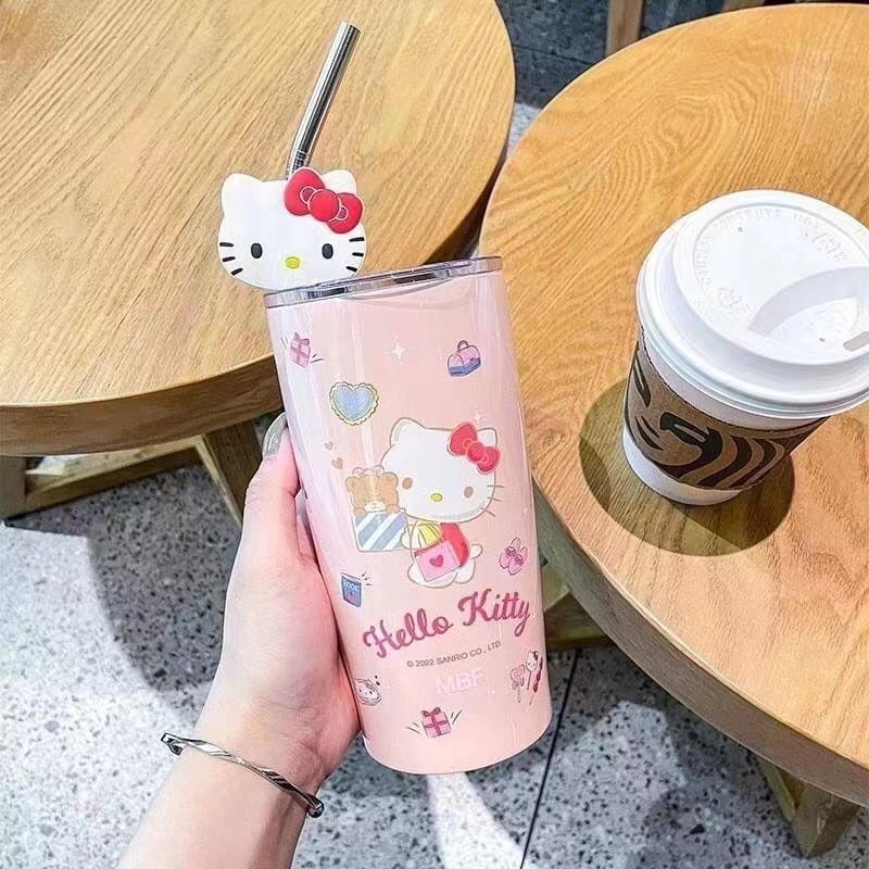 600ML Sanrio thermos cup kawaii hello Kitty kuromi melody student gift ...