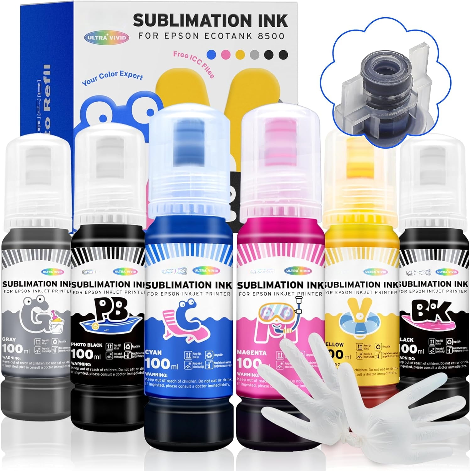 600ML Sublimation Ink for ET-8550 ET-8500 Wide-Format Supertank ...